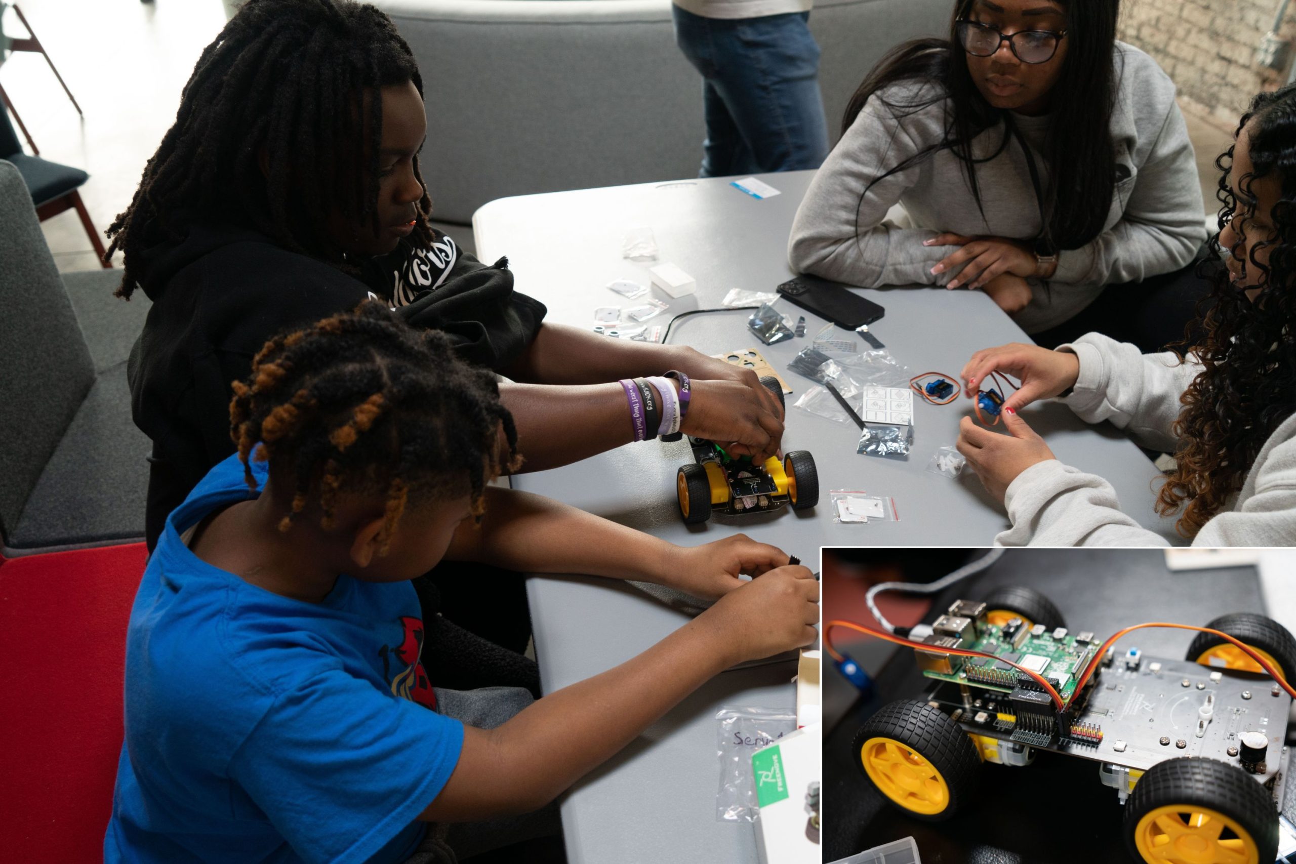 Greenwood students build robots at Black Futures Hackathon